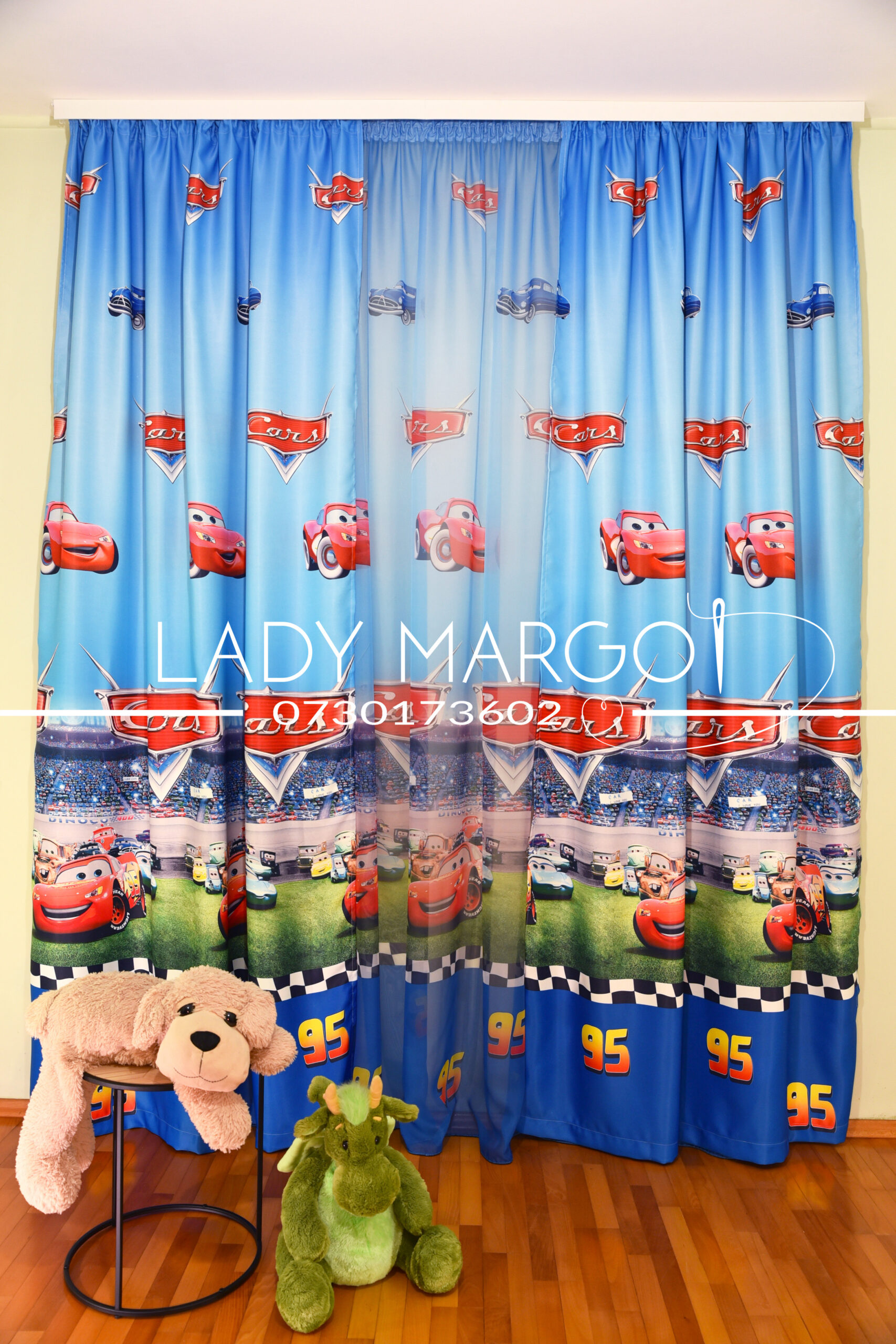 Set draperie si perdea copii model masinute - Lady Margot