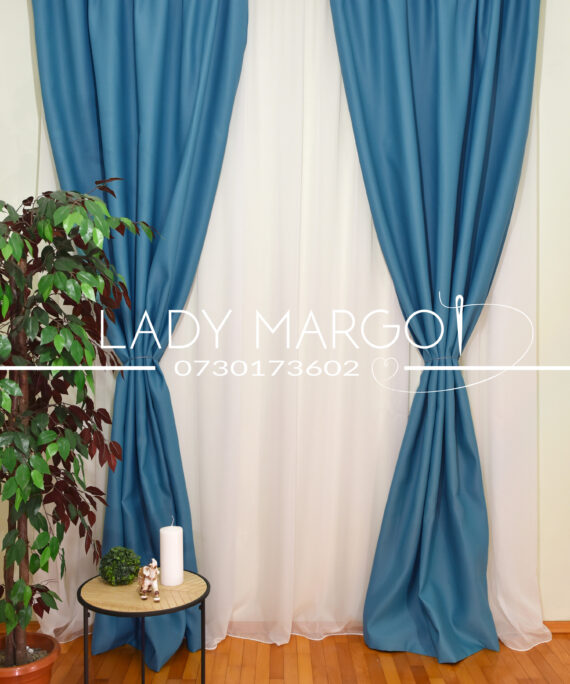 Draperii turcoaz din catifea pentru dormitor si living - Lady Margot